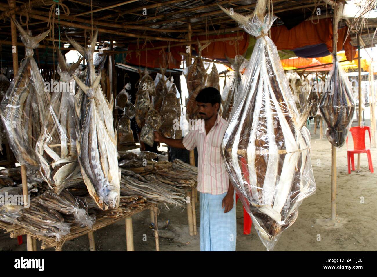 Dry fish shop at the Saint Martin's Island, locally known as Narkel ...