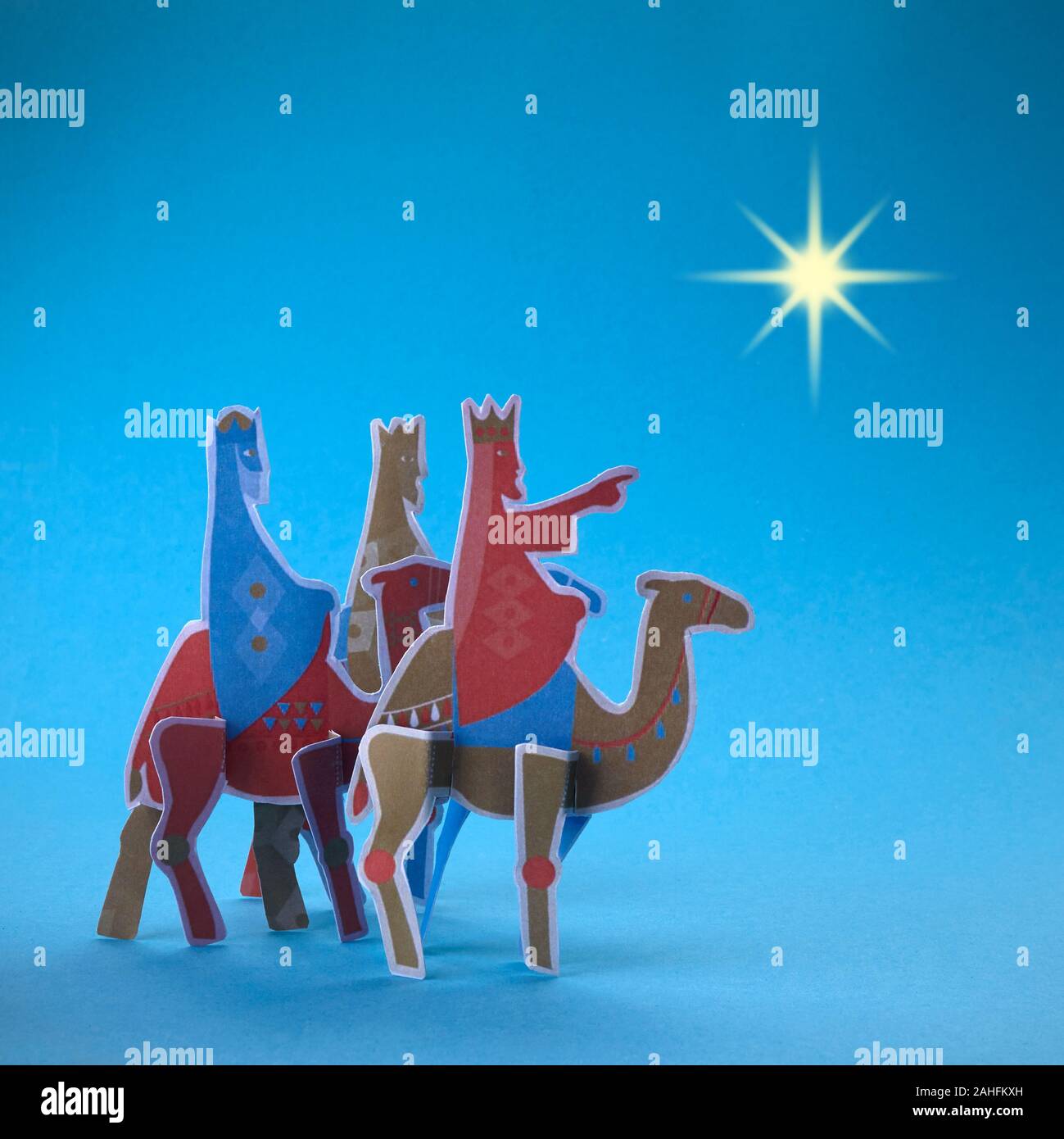 Three kings day. Melchior, Caspar and Balthazar. Night background with ...
