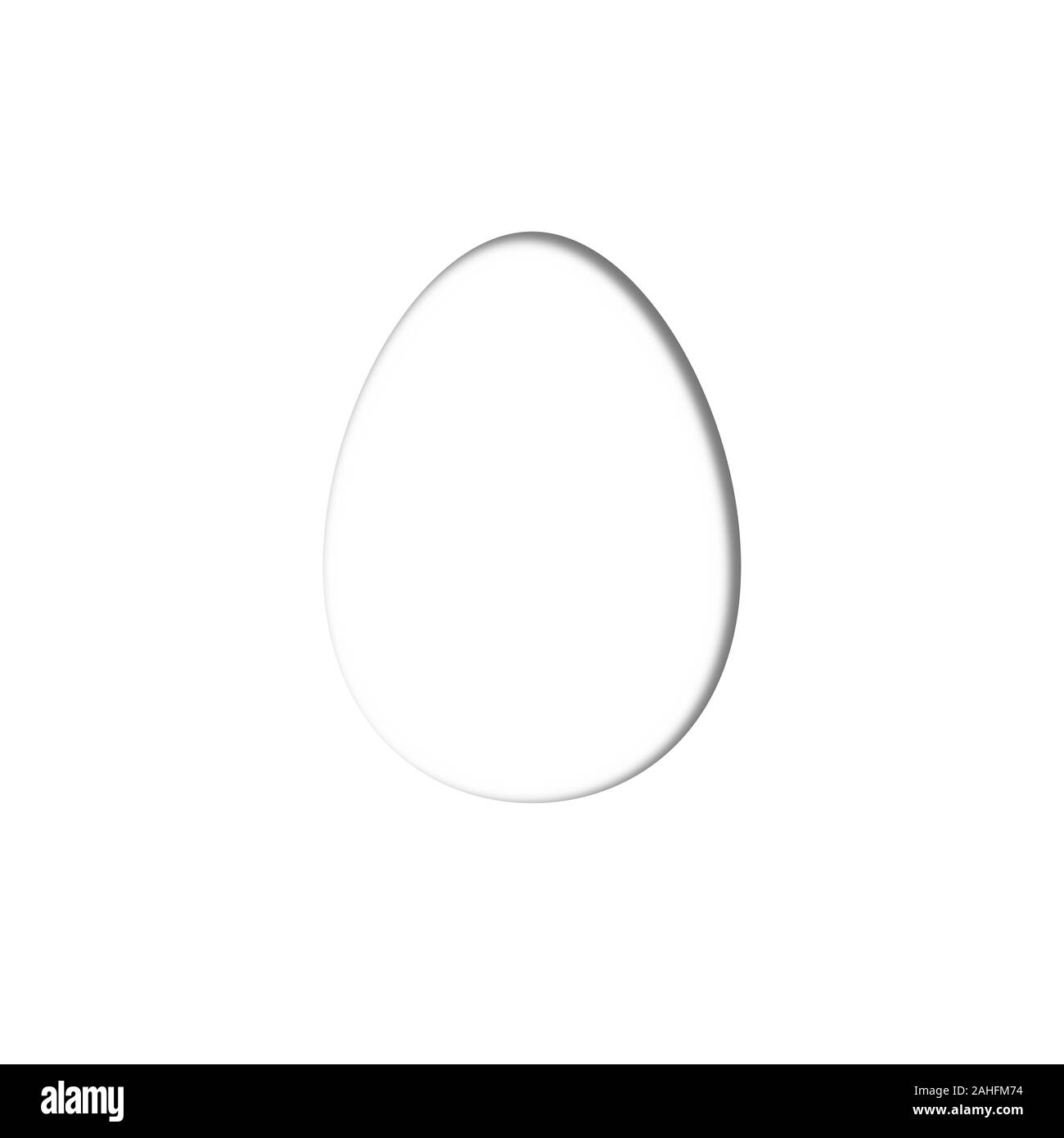 Flat lay of egg shape with inner shadow on a white background. Minimal ...