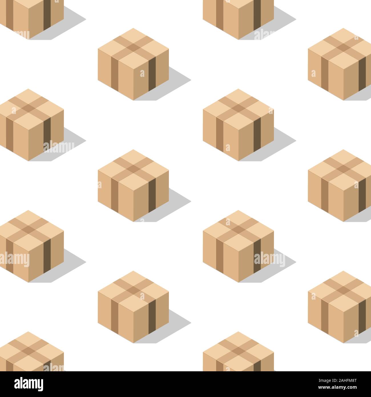 Pattern of packages at an angle on a white background with a flat sunny ...