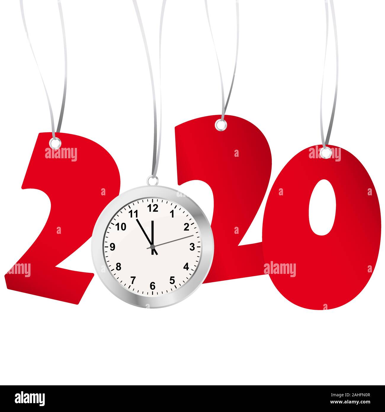 red numbers showing New Year 2020 with silver clock Stock Vector Image ...