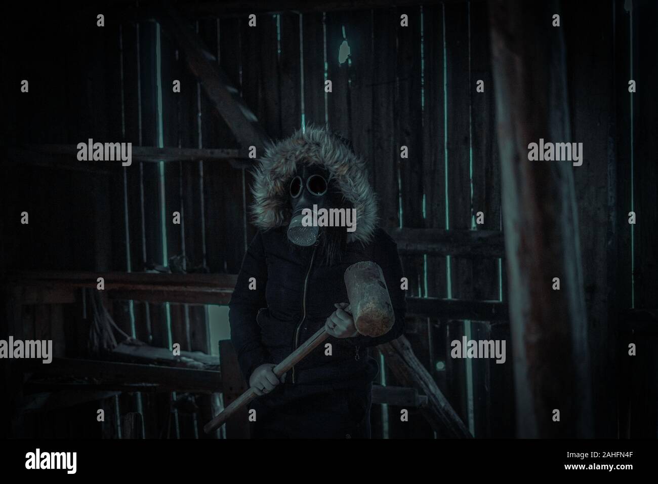creepy being in gas mask Stock Photo - Alamy