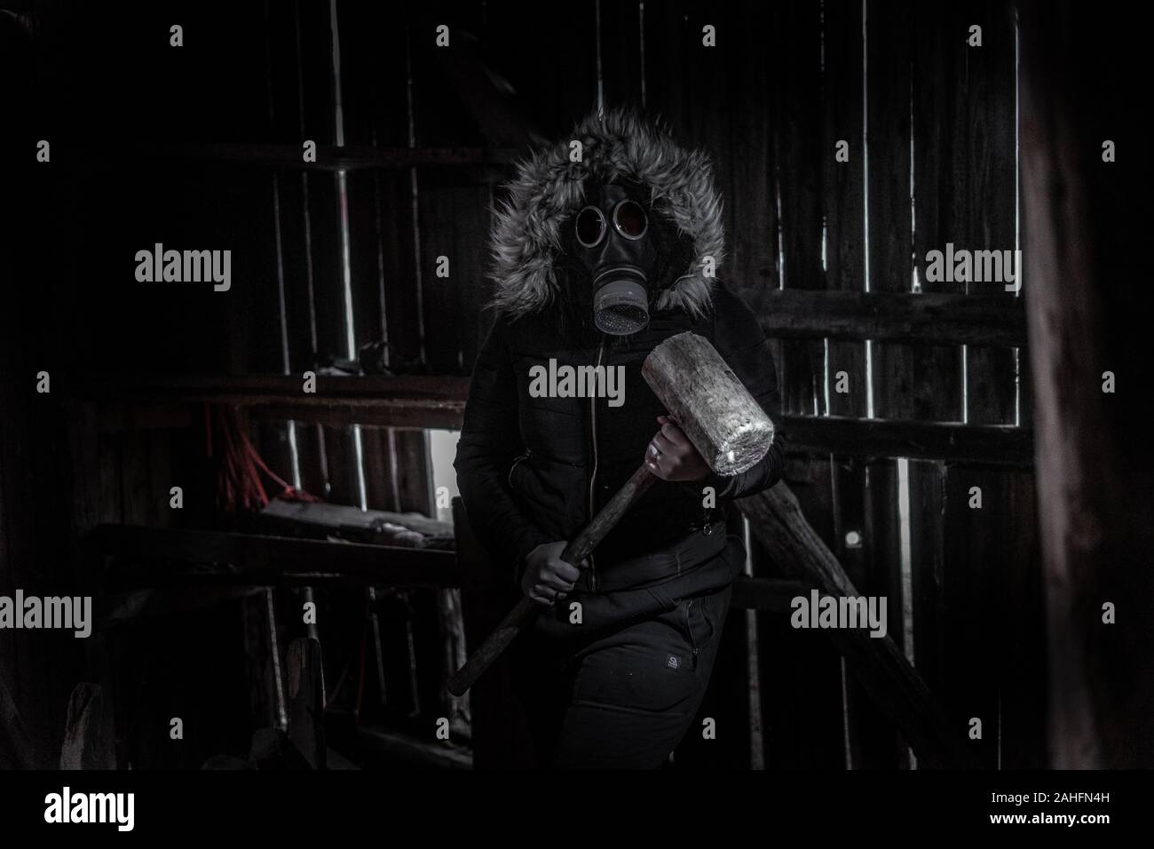 creepy being in gas mask Stock Photo - Alamy