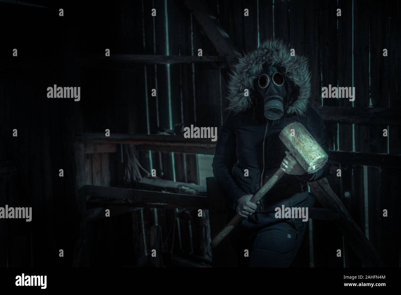 creepy being in gas mask Stock Photo - Alamy