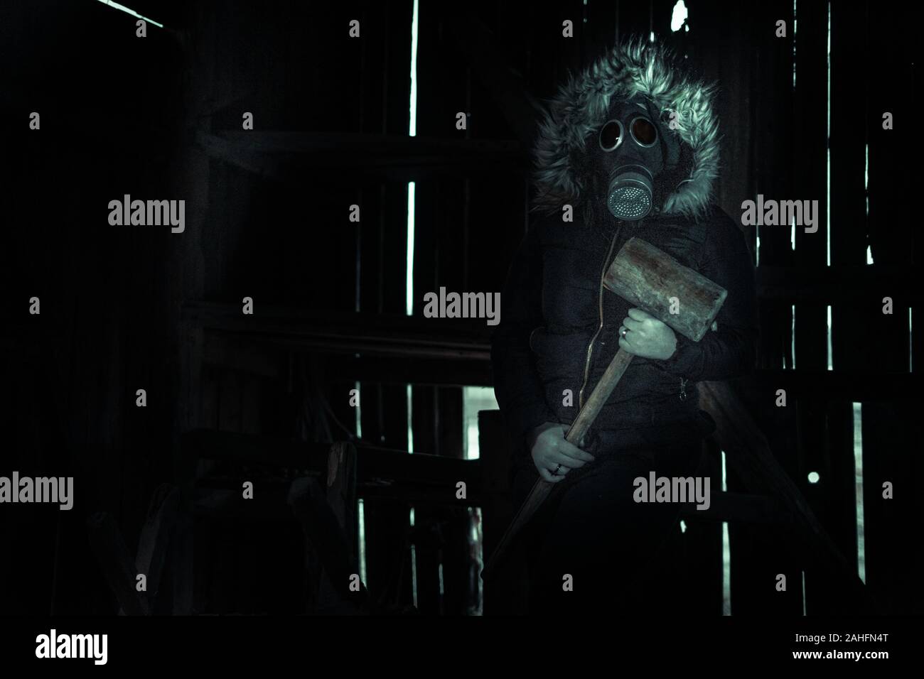 creepy being in gas mask Stock Photo - Alamy