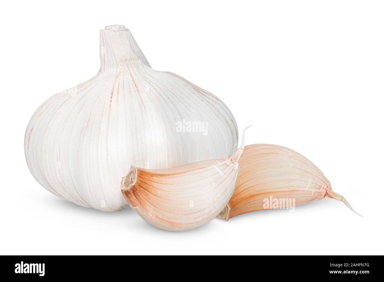 Isolated garlic. Raw garlic with segments isolated on white background ...