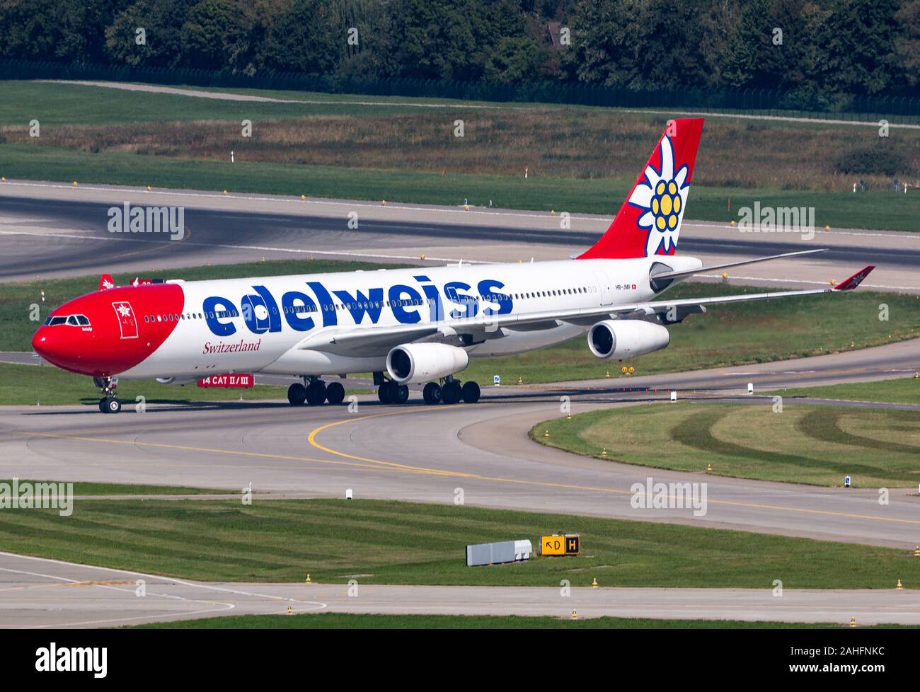 Aircraft edelweiss air airbus a340 300 hi-res stock photography and ...