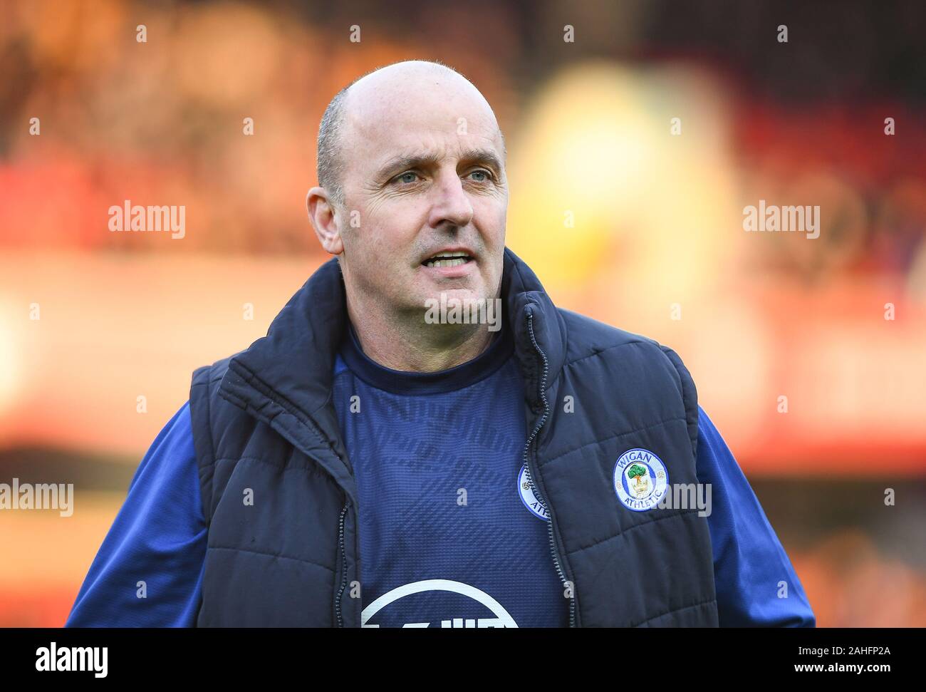 Nottingham, UK. 29th Dec, 2019.Paul Cook, Manager of Wigan Athletic ...