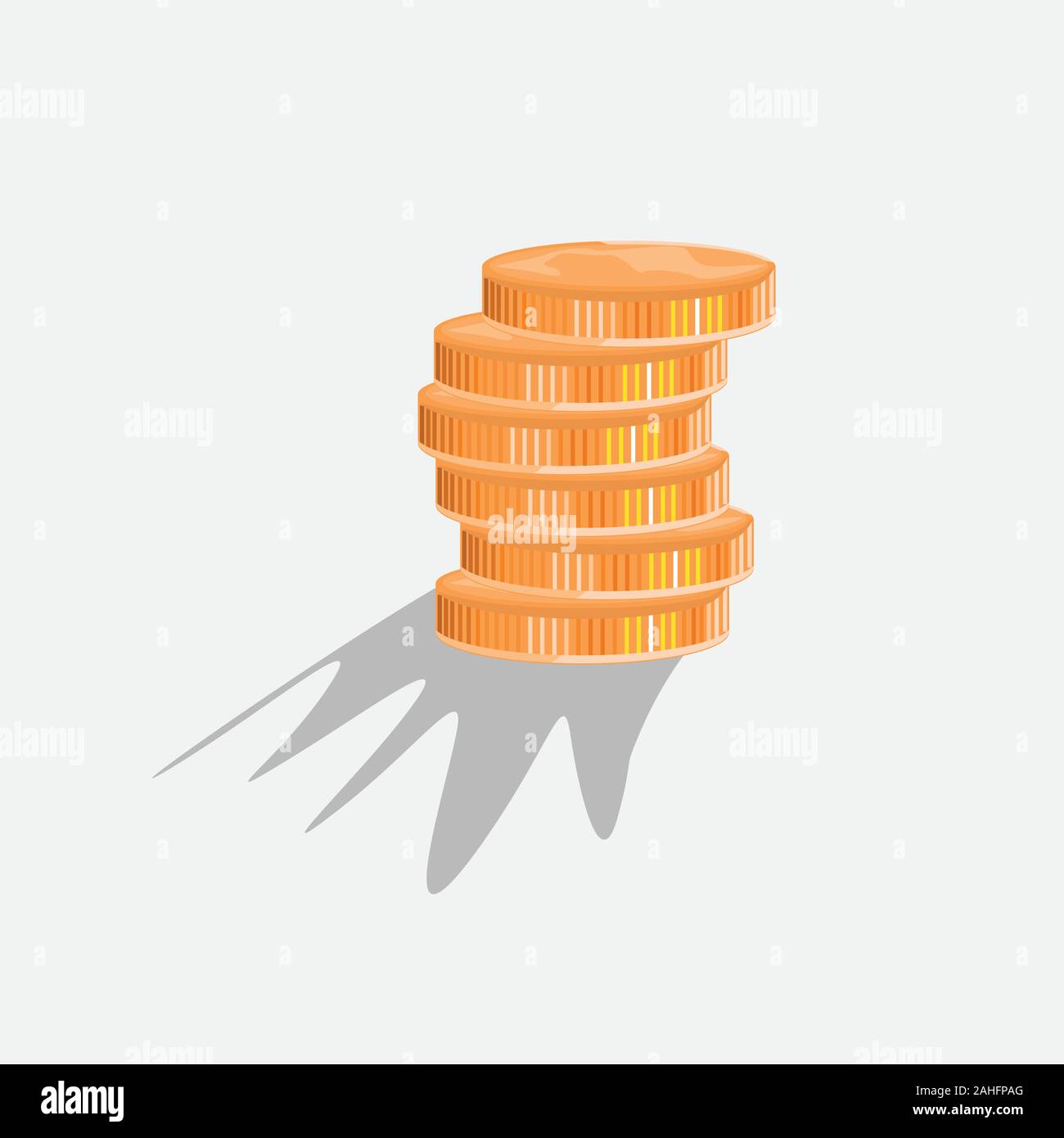 Stack of Gold Coins side view. Cartoon style flat and solid color ...