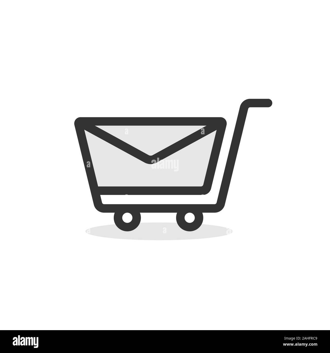 The contour of a shopping cart and mail in one line. Minimal style of ...