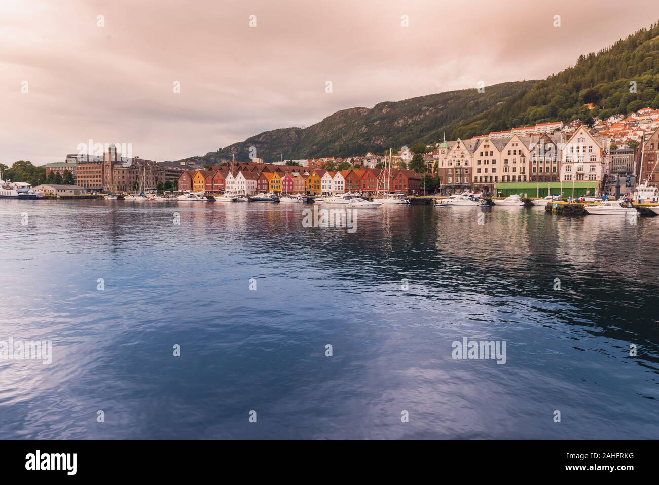 Bergen, Norway - July 05 2018: View of historical buildings in Bryggen ...