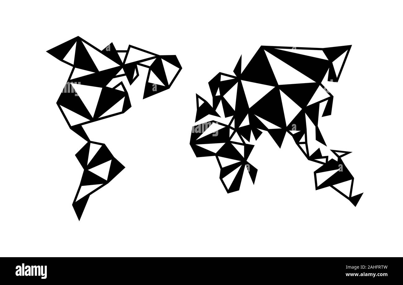 Abstract world map template in triangulation style for industrial ...