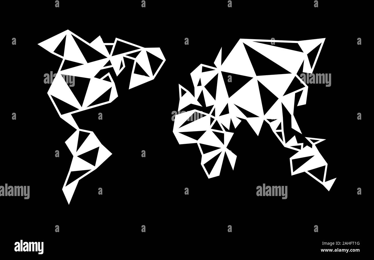 Abstract world map template in triangulation style for industrial ...