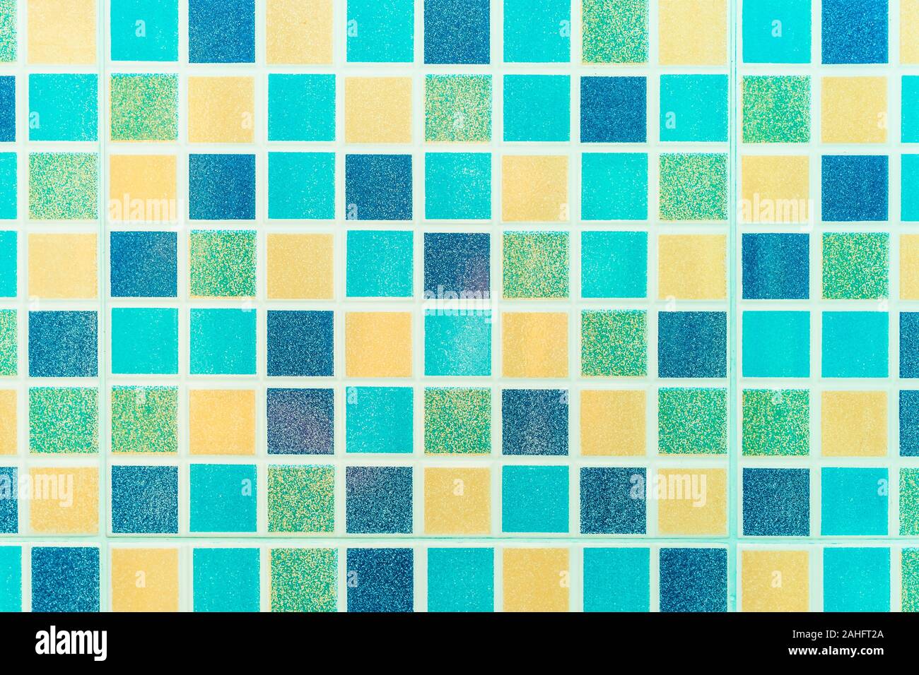 Multiple colored square mosaic tiles texture with white filling ...