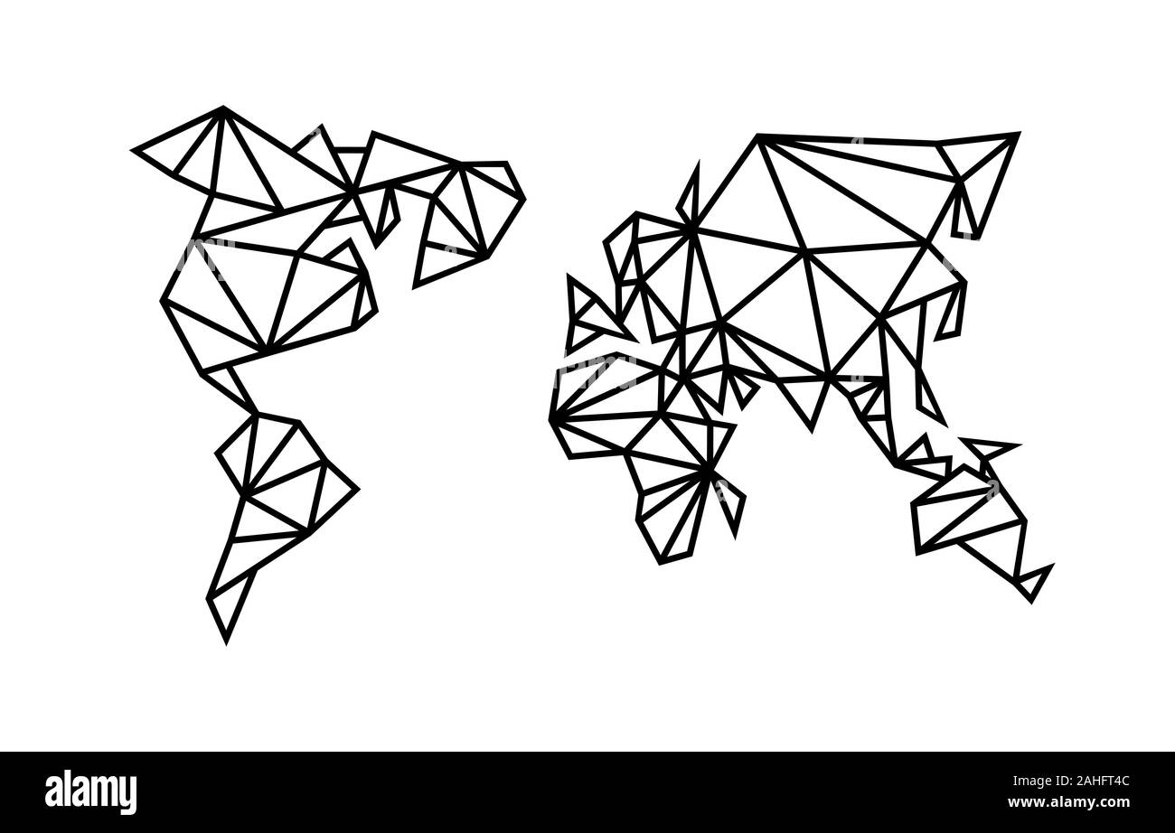 Abstract world map template in triangulation style for industrial ...