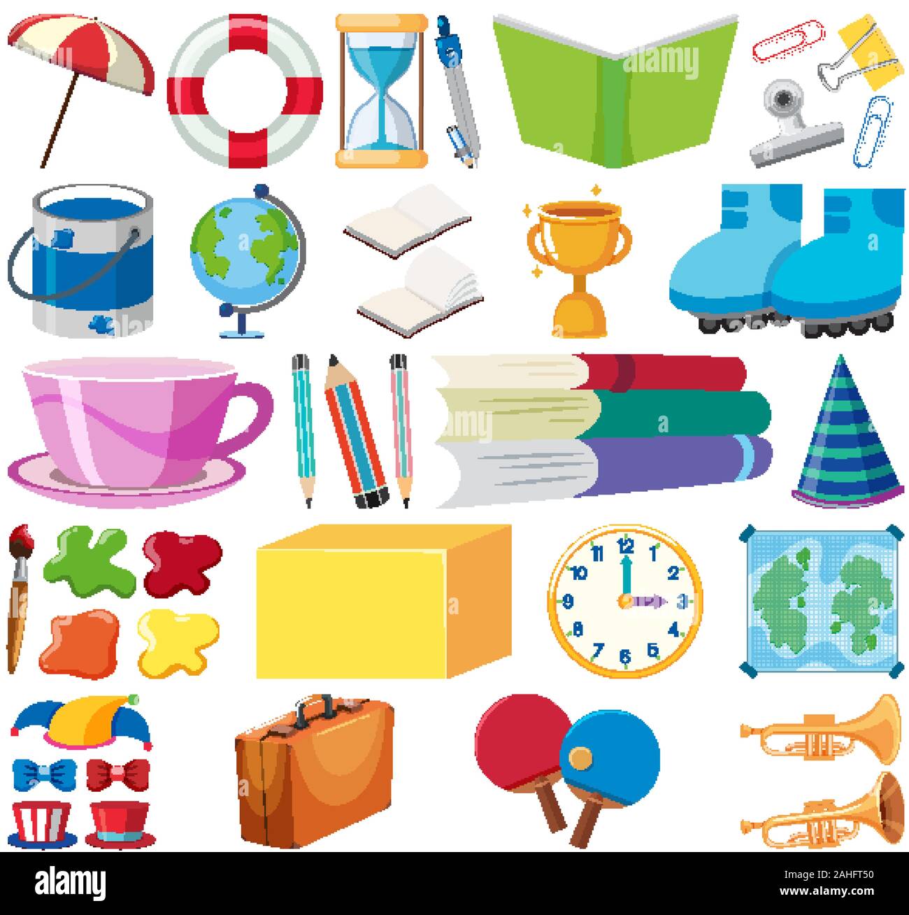 Set of isolated objects theme school items illustration Stock Vector ...
