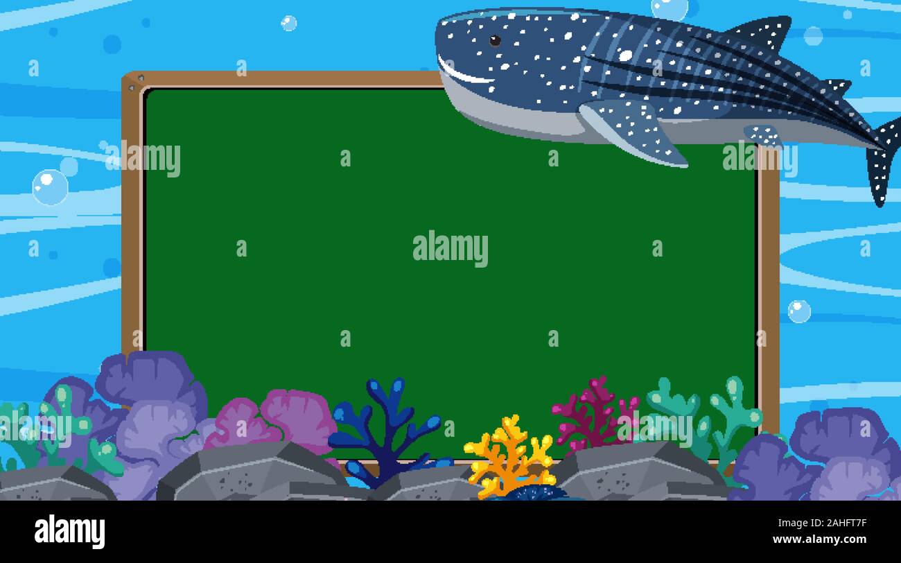 Border template with underwater scene in background illustration Stock ...
