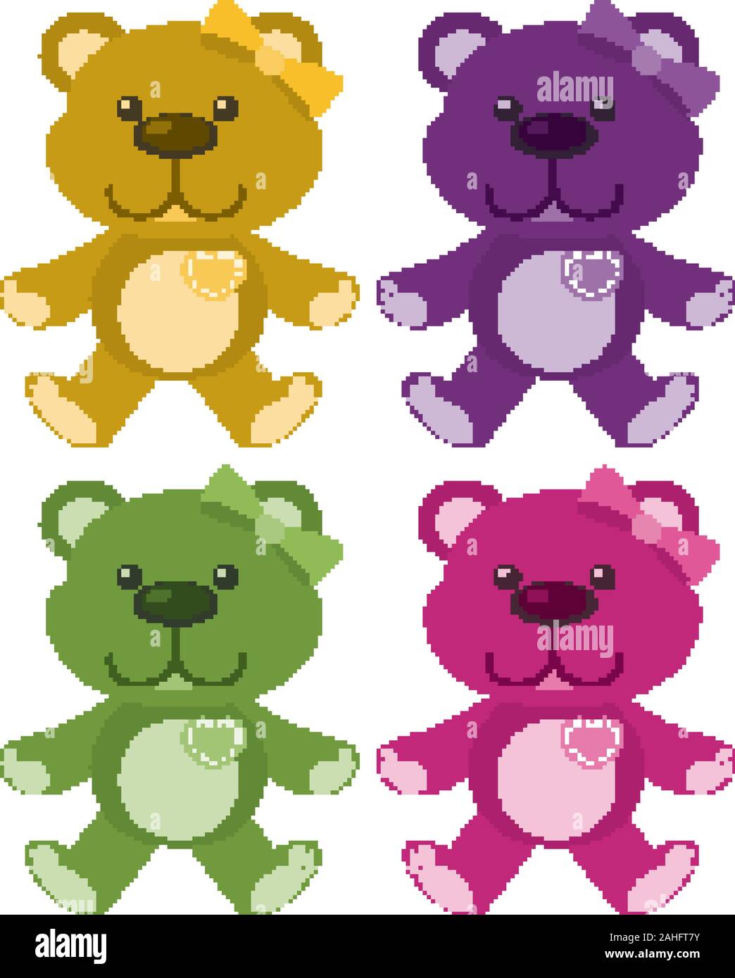 Set of four pictures of teddybears in different colors illustration ...