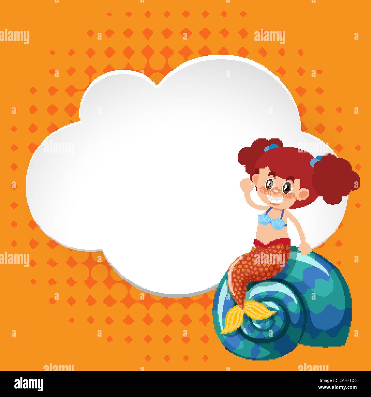Frame template design with cute mermaid illustration Stock Vector Image ...