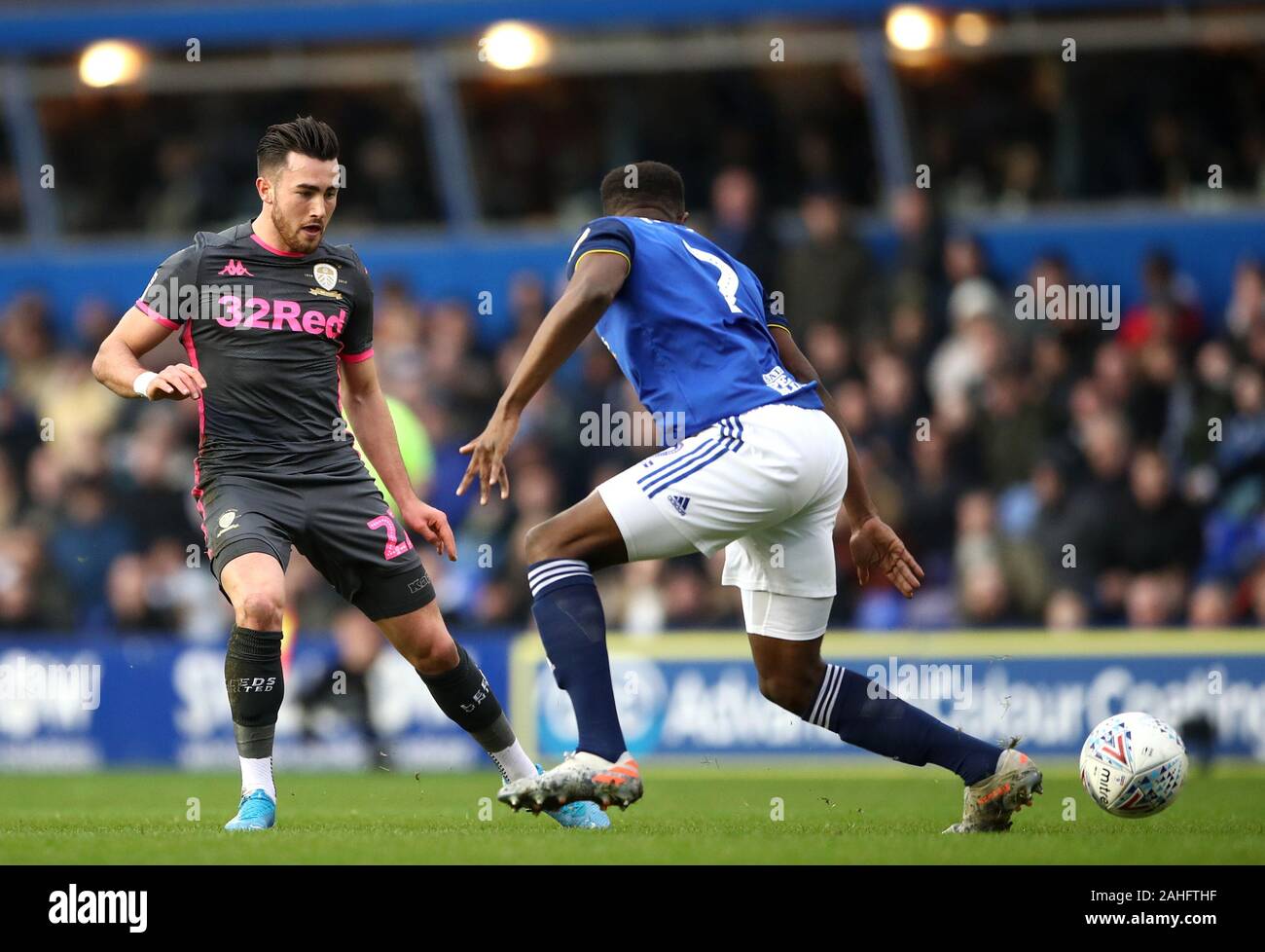 Leeds United's Jack Harrison (left) and Birmingham City's Wes Harding ...