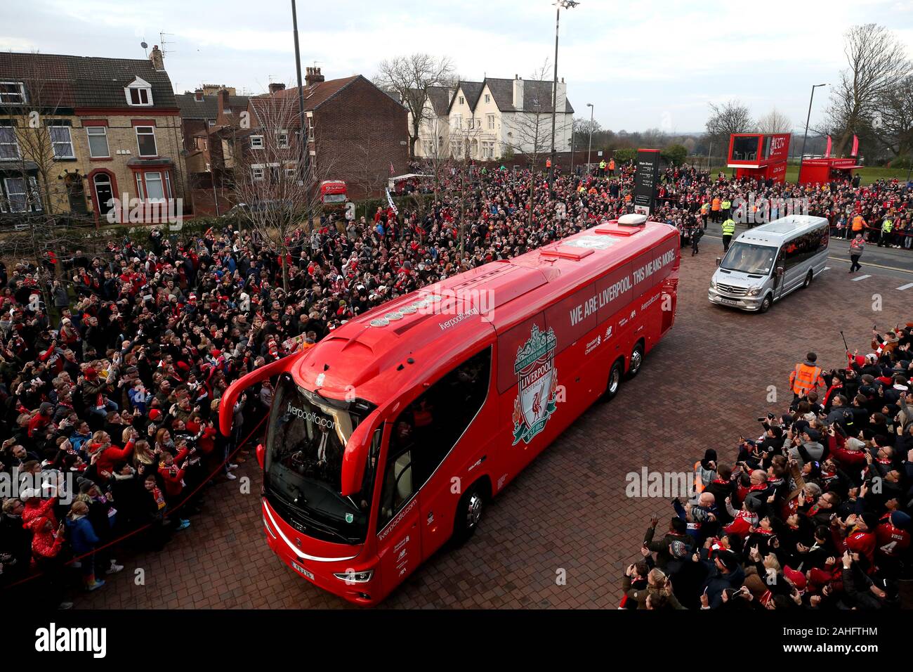 The Liverpool team bus arrives at the stadium ahead of the Premier ...