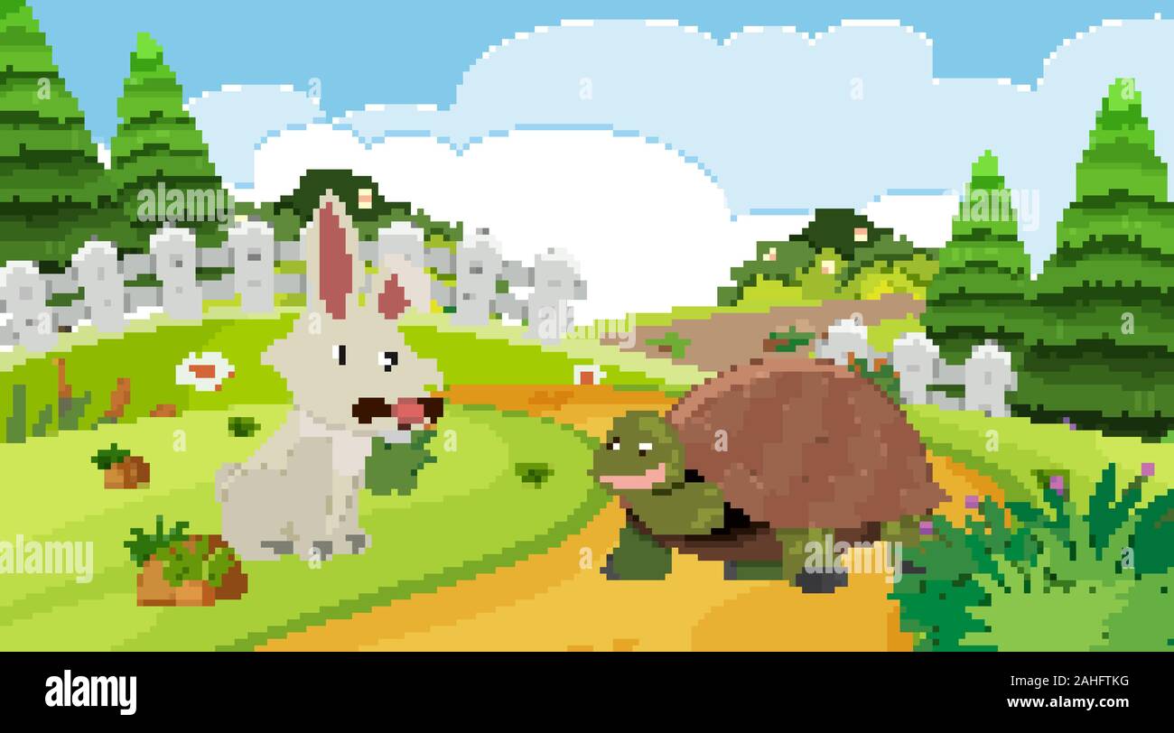 Background scene with rabbit and tortoise illustration Stock Vector ... Background scene with rabbit and tortoise illustration Stock Vector ...