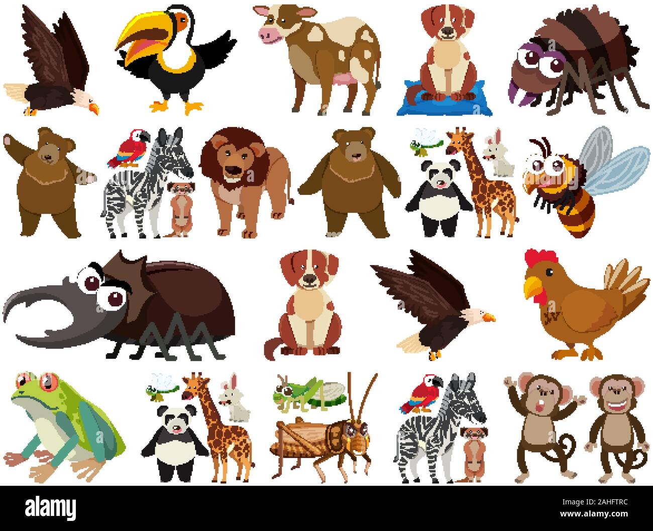 Set of isolated objects theme animals illustration Stock Vector Image ...