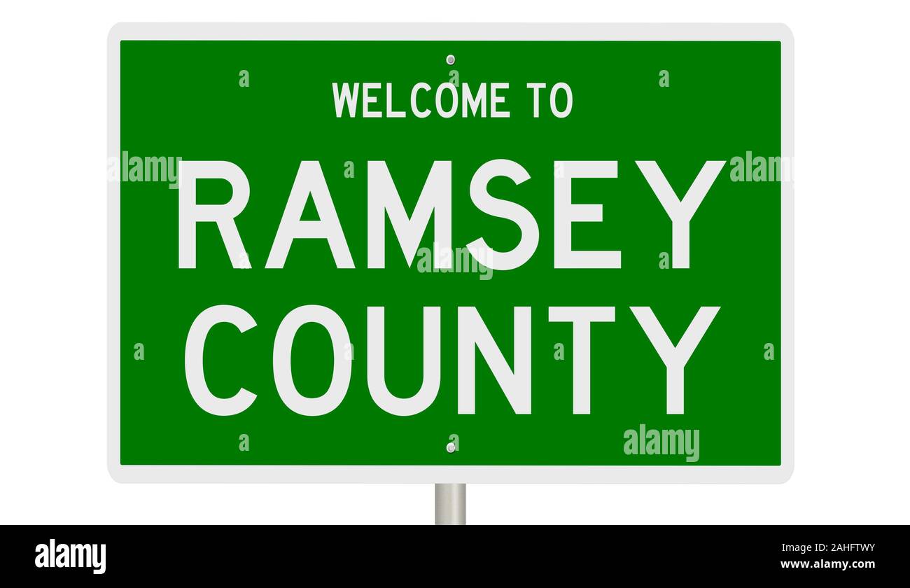 Rendering of a green 3d highway sign for Ramsey County Stock Photo - Alamy