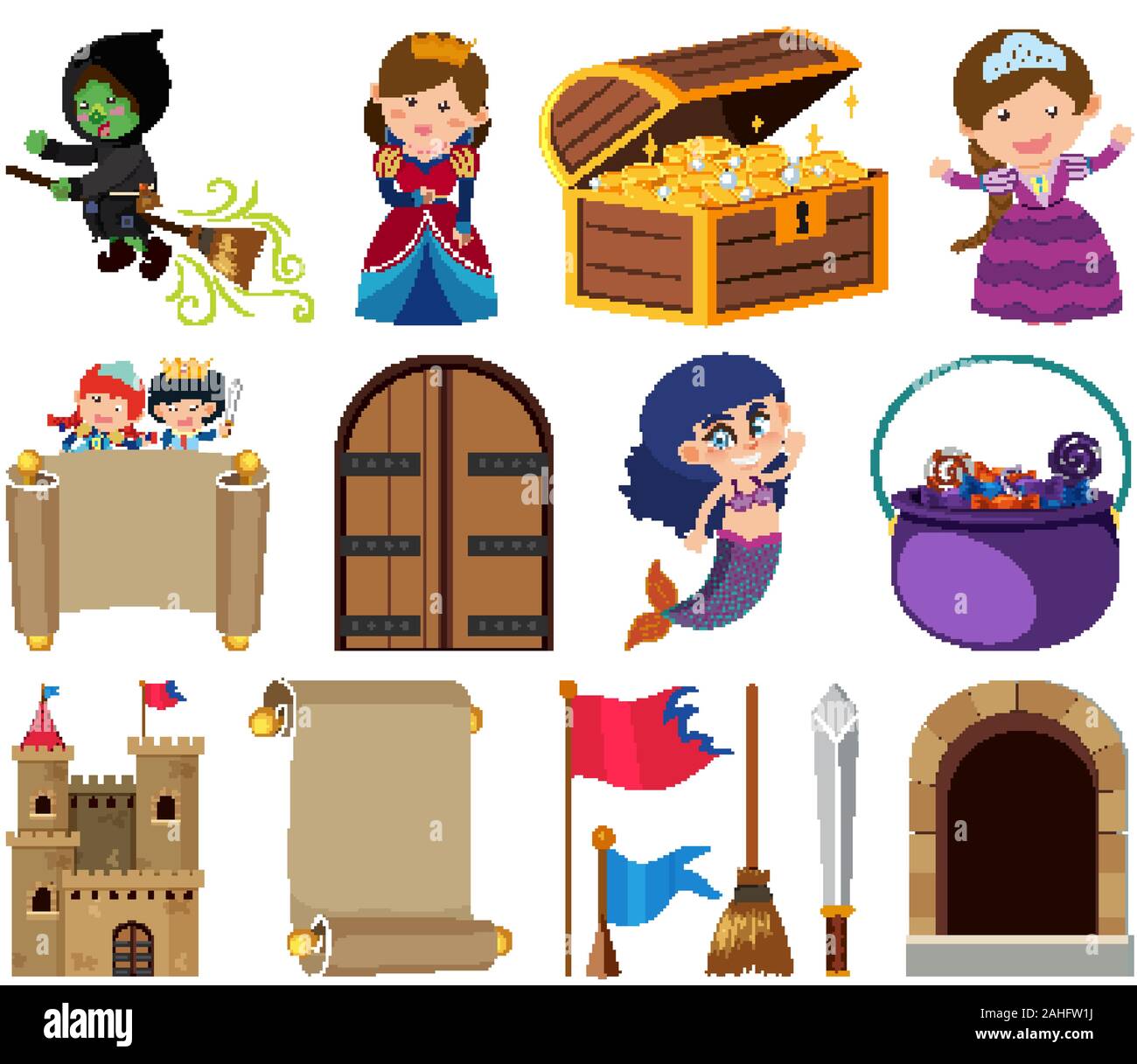 Set of isolated objects theme fairytales illustration Stock Vector ...