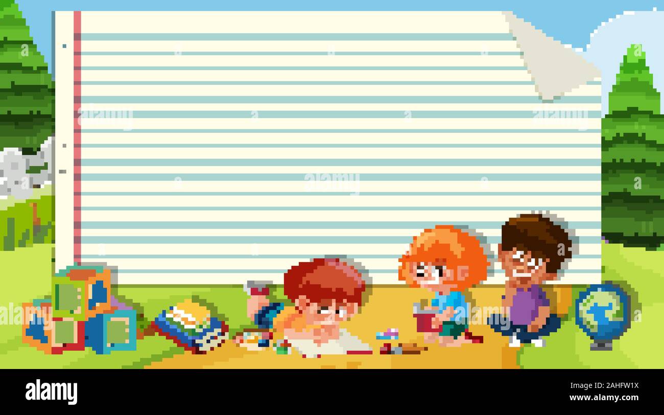 Border template with kids playing in the park illustration Stock Vector ...