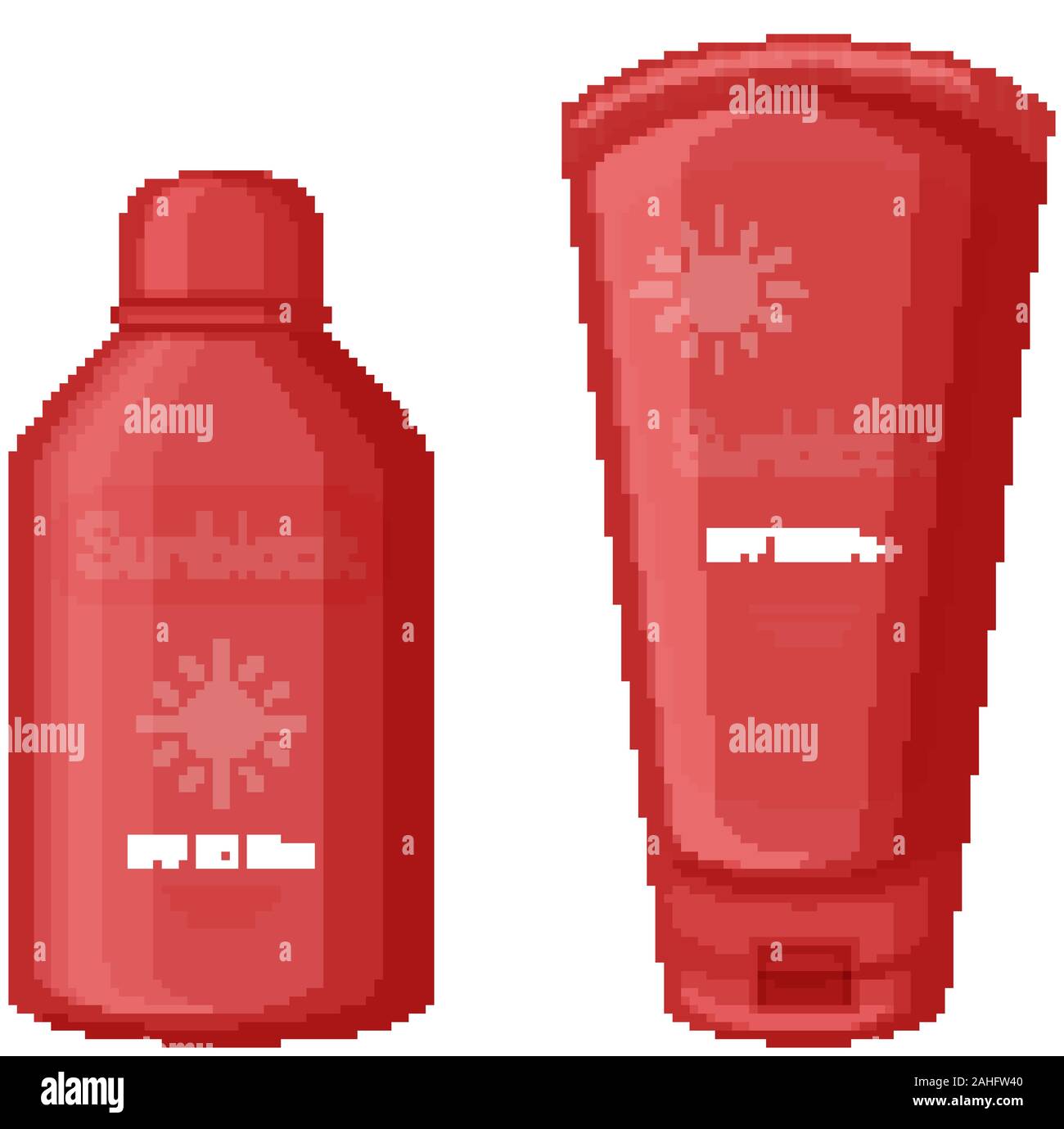 Sunscreen lotion in red bottle and tube illustration Stock Vector Image ...