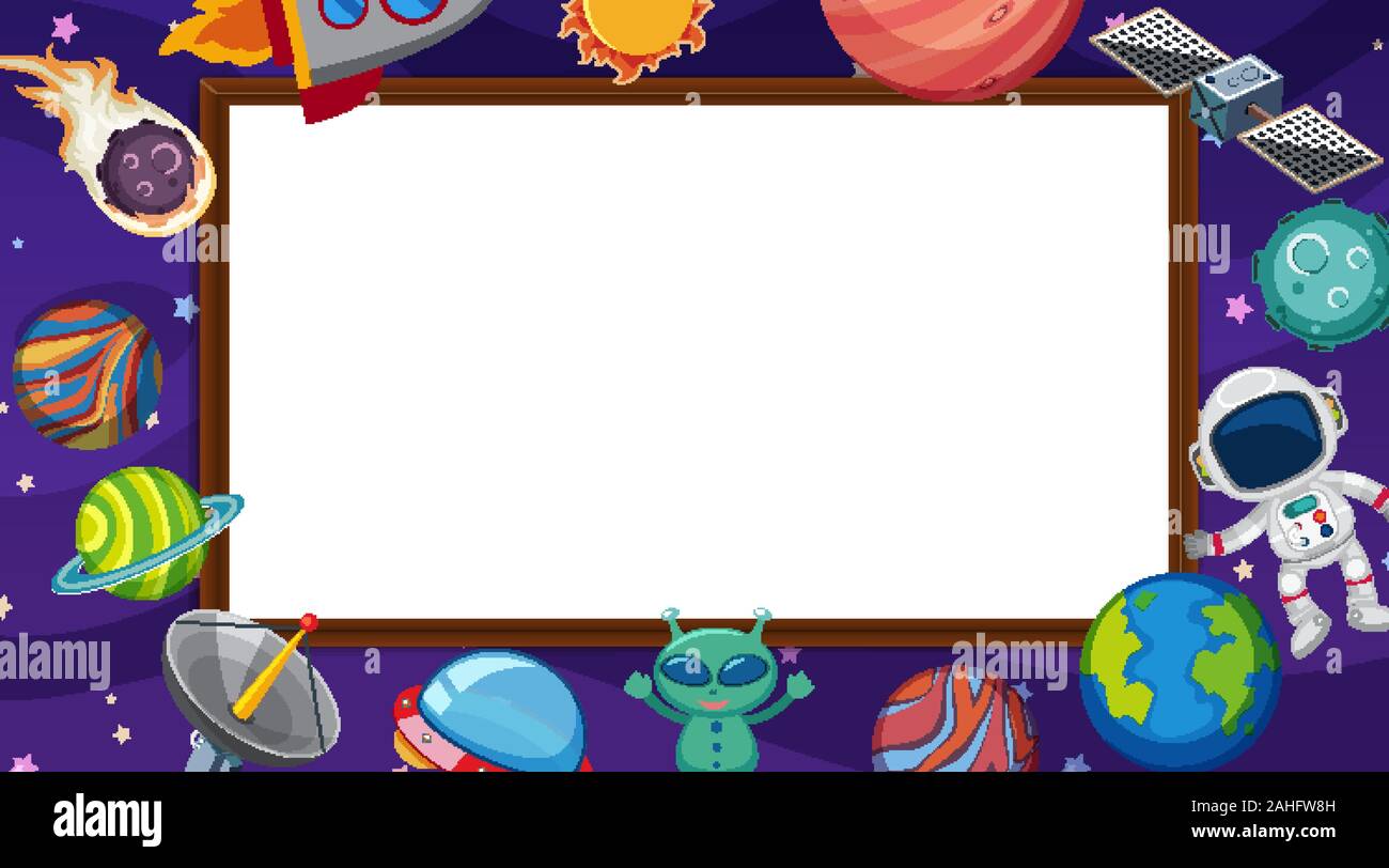 Border template with space theme in background illustration Stock ...