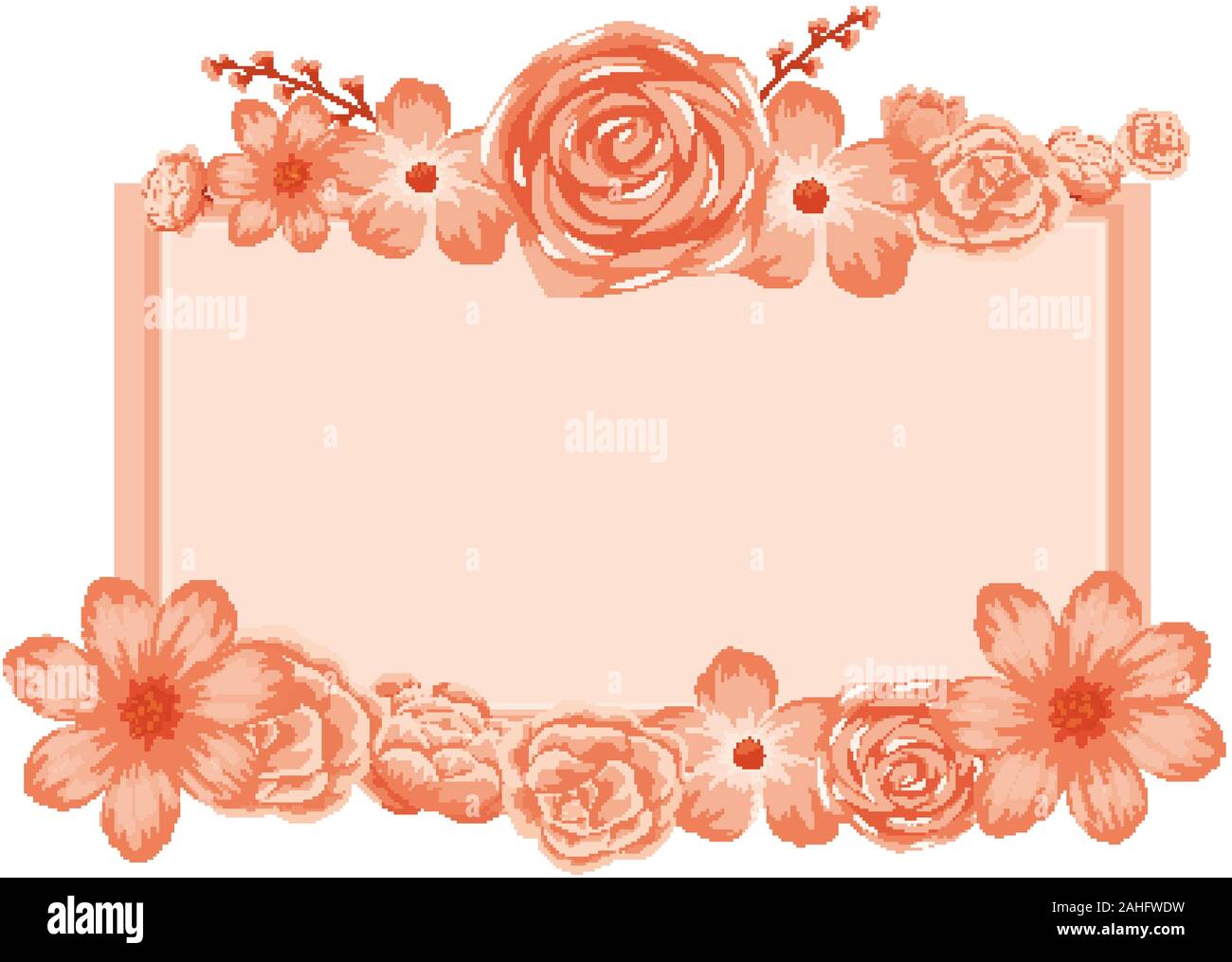 Background design with orange flower frame illustration Stock Vector ...