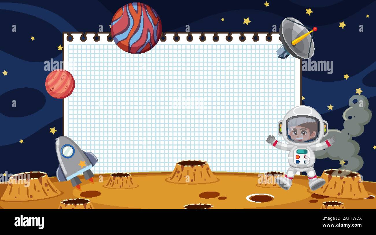 Border template with planets in the space background illustration Stock ...