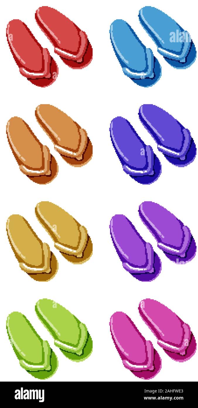 Set of sandals in different colors illustration Stock Vector Image ...