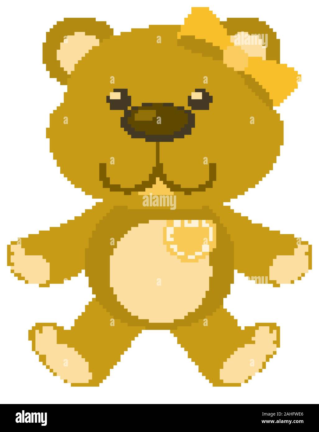 Cute teddy bear in yellow color on white background illustration Stock ...