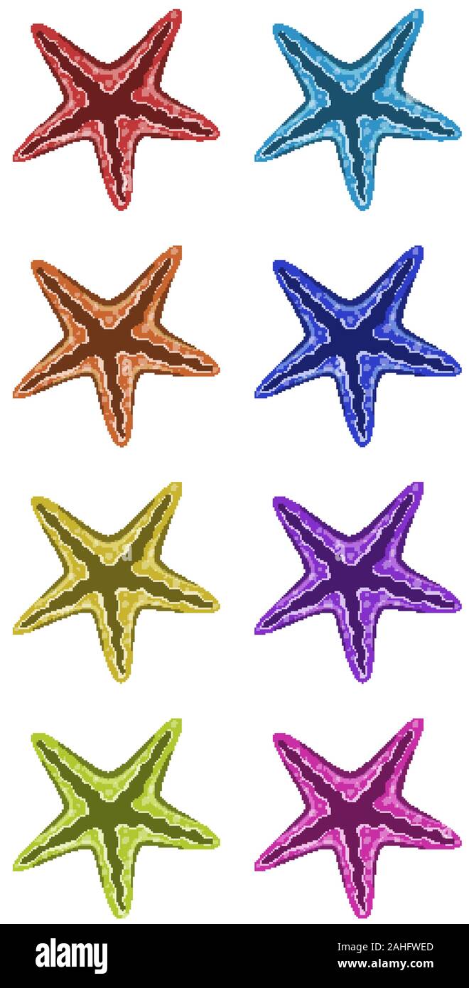 Set of starfish in different colors illustration Stock Vector Image ...