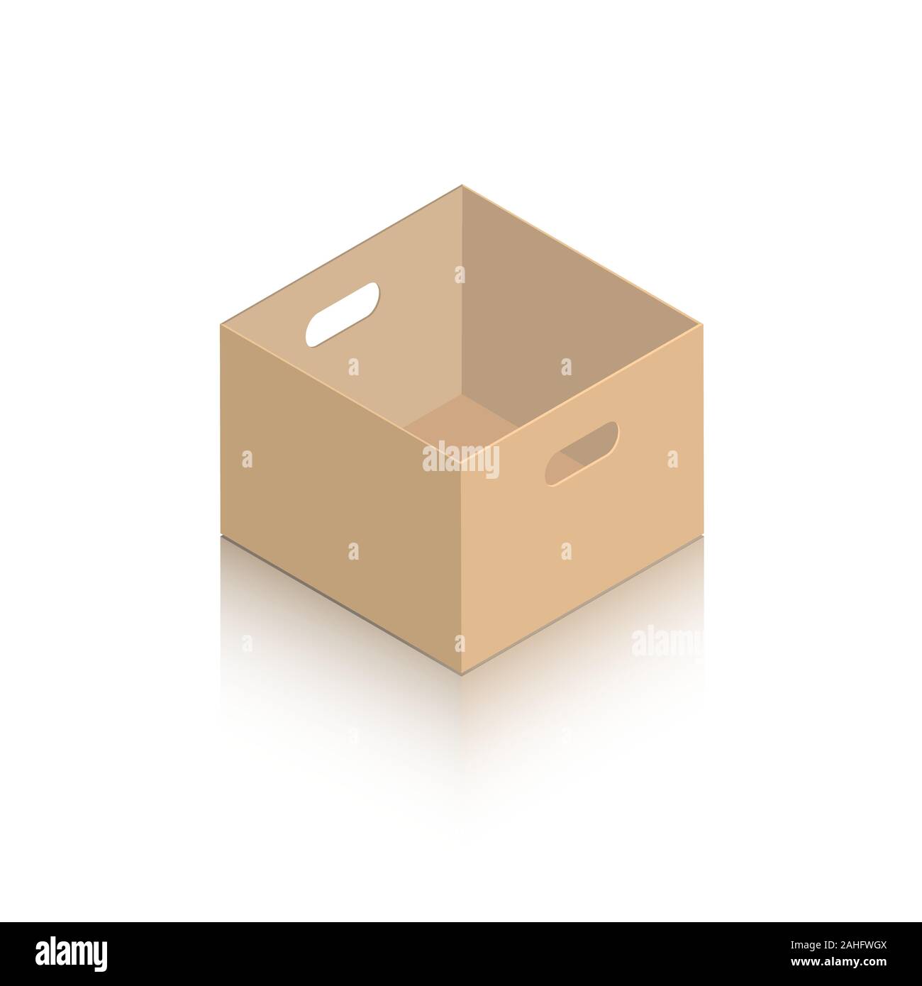 Layout of a miniature open cardboard box and carved handles. Object on ...