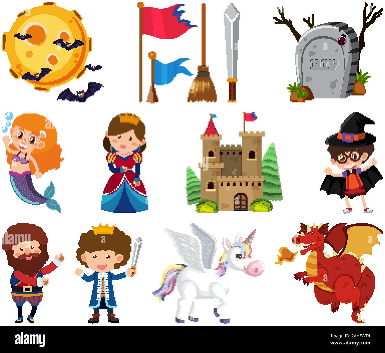 Set of isolated objects theme fairytales illustration Stock Vector ...