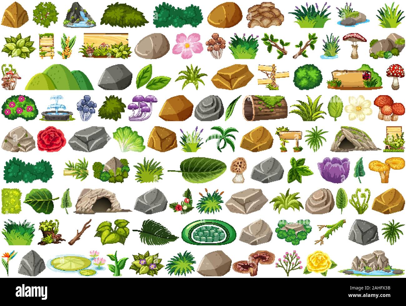Set of isolated objects theme - nature illustration Stock Vector Image ...