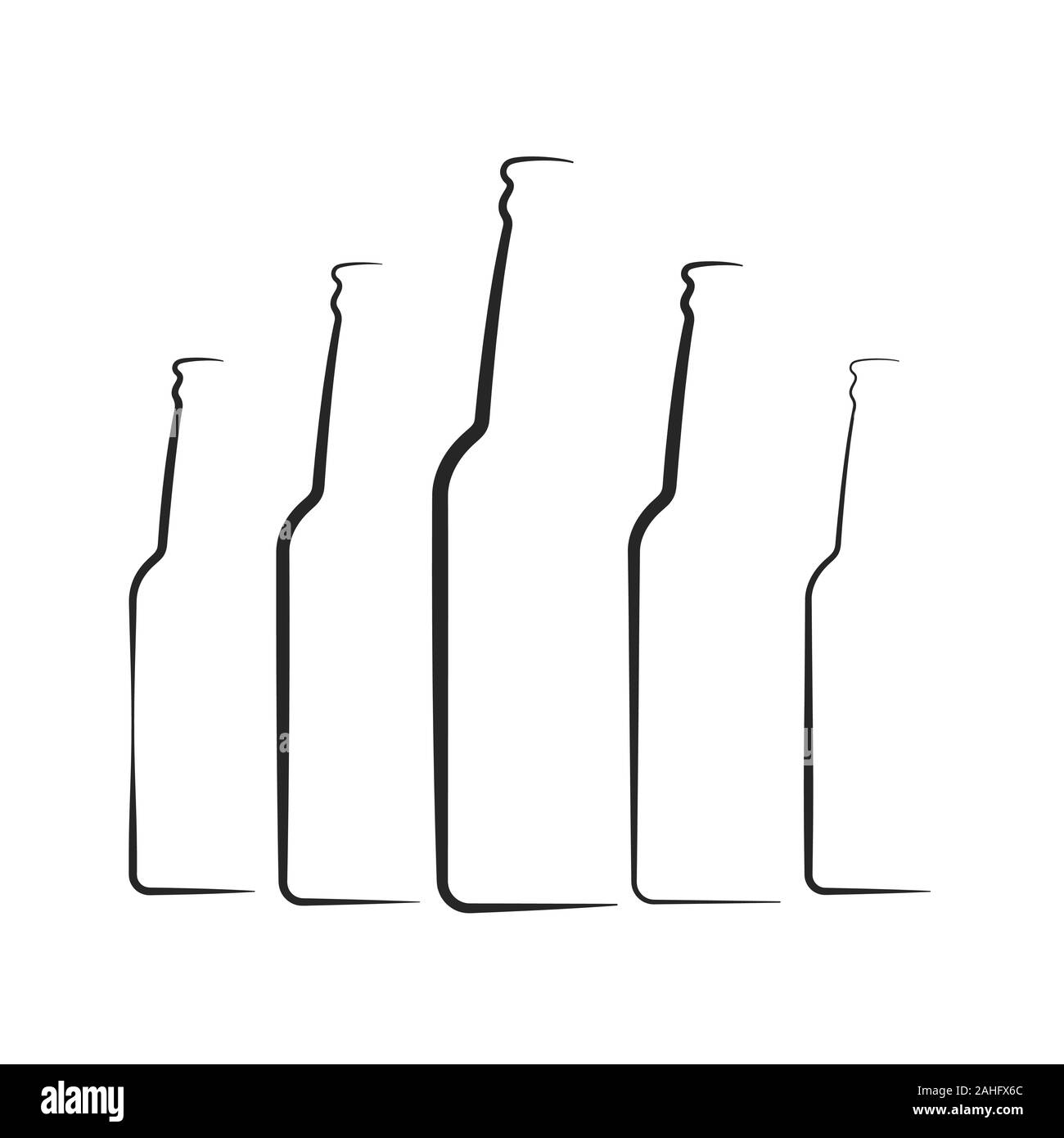 Beer glass bottle contour options. Half view. For the design of the ...