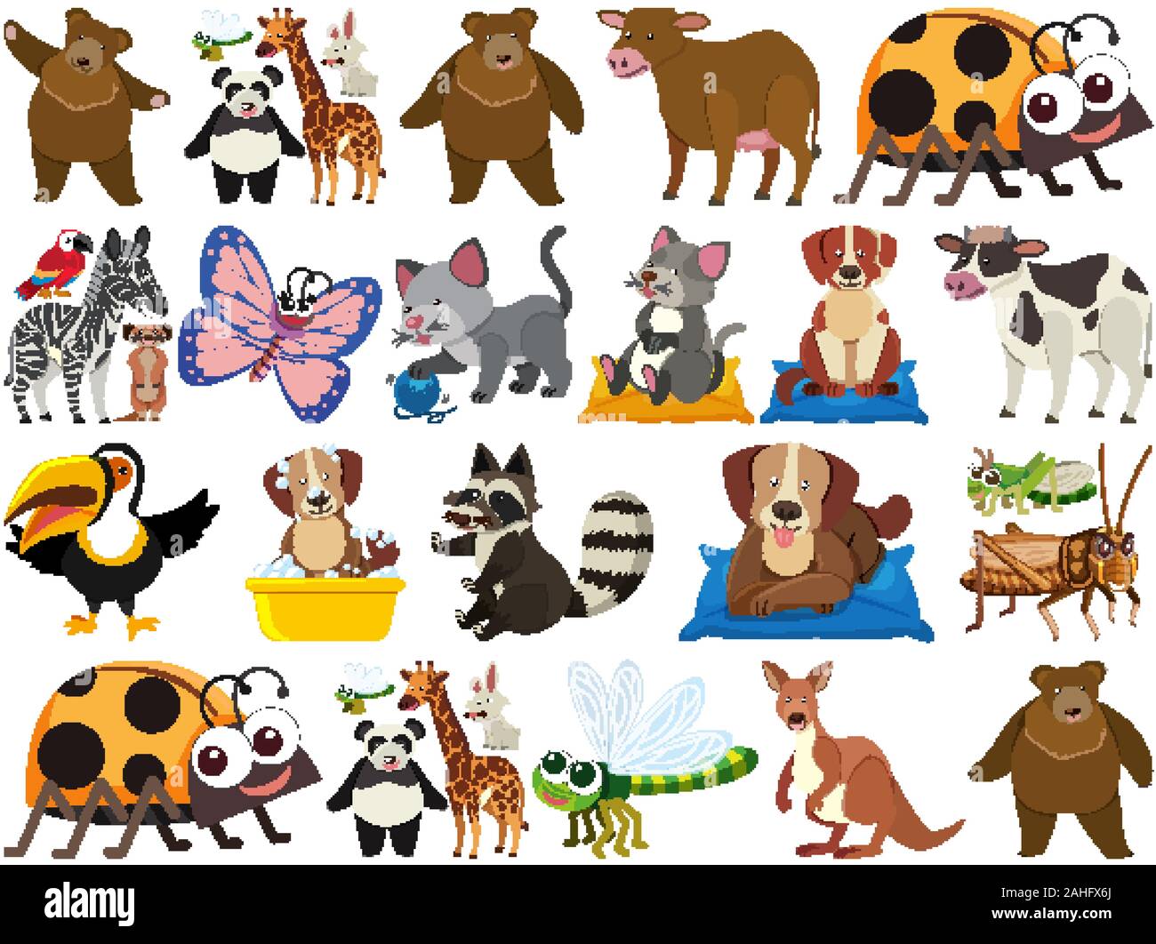 Set of isolated objects theme animals illustration Stock Vector Image ...