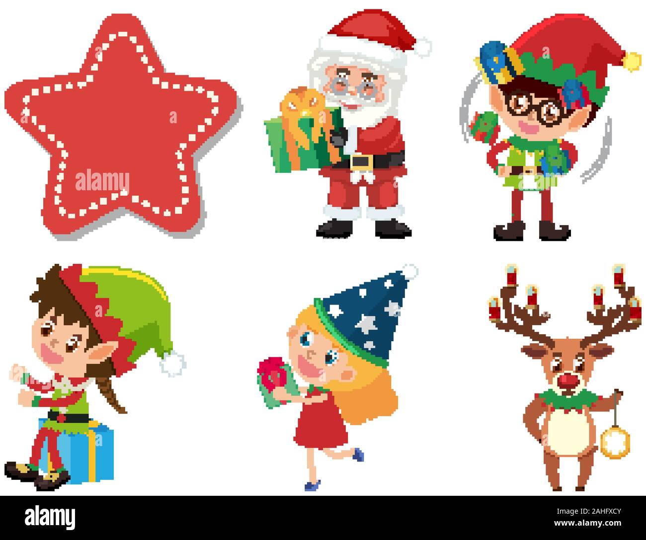 Christmas set with Santa and elf illustration Stock Vector Image & Art ...