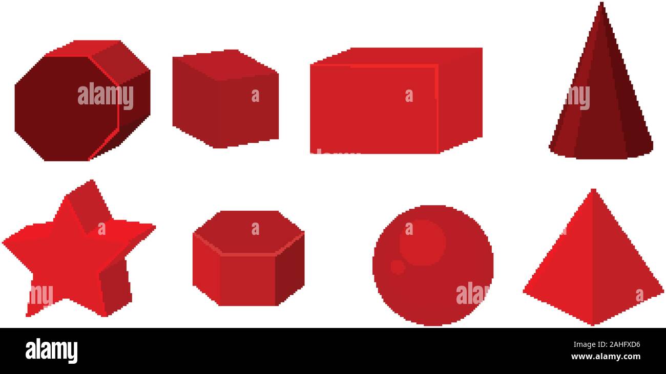 Set of geometry shapes in red illustration Stock Vector Image & Art - Alamy