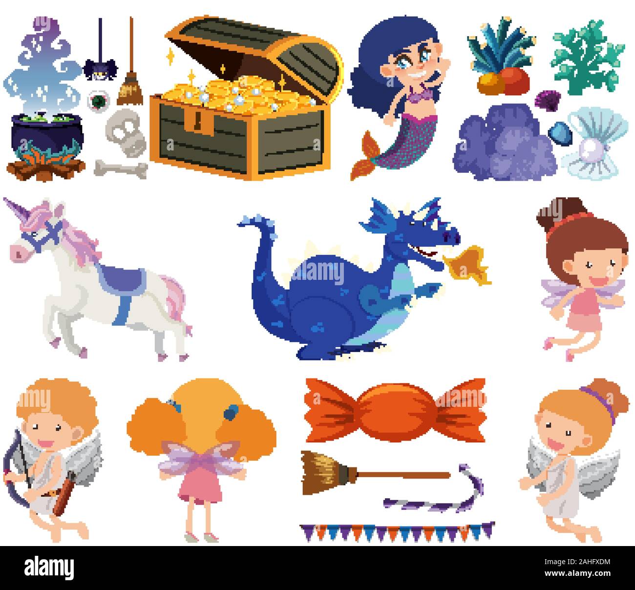 Set Of Isolated Objects Theme Fairytales Illustration Stock Vector
