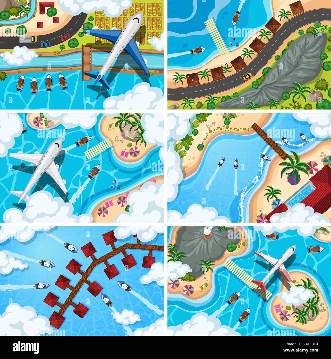 Set of aerial view scenes illustration Stock Vector Image & Art - Alamy