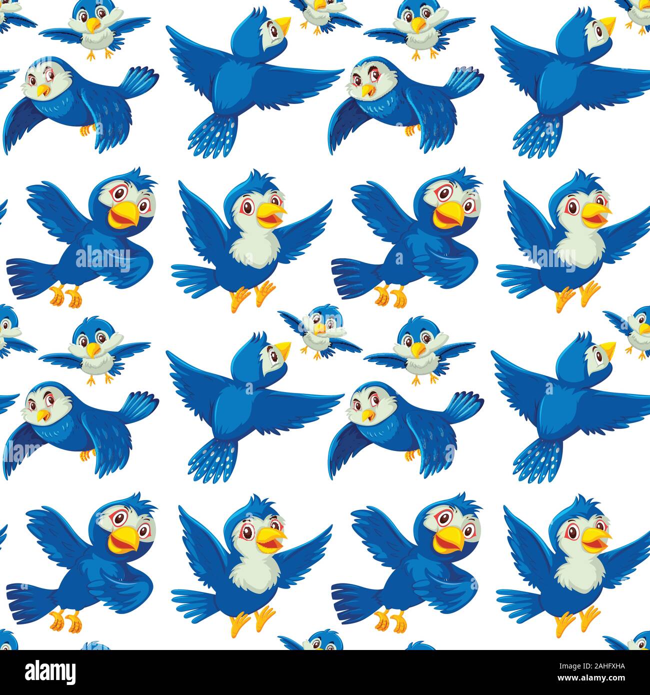 Seamless background design with blue bird illustration Stock Vector ...