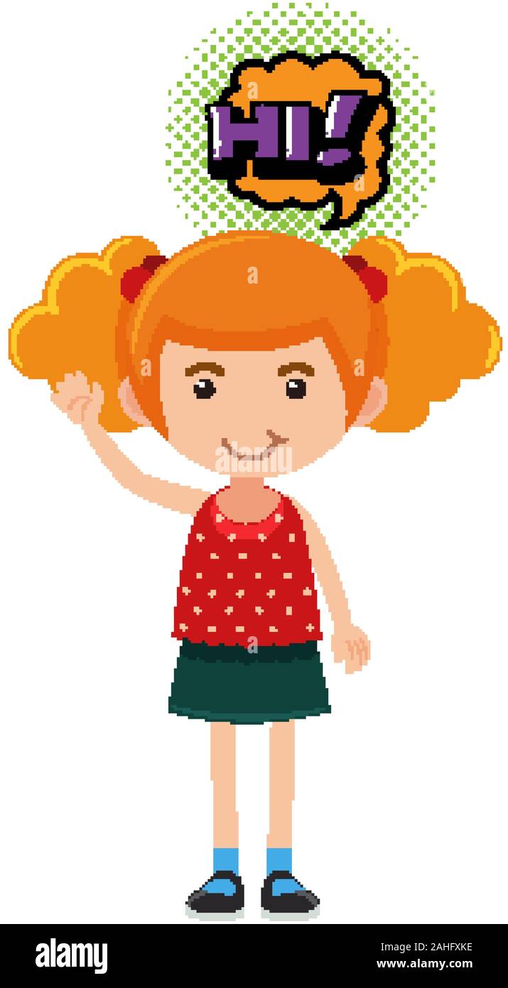Girl with expression word hi illustration Stock Vector Image & Art - Alamy