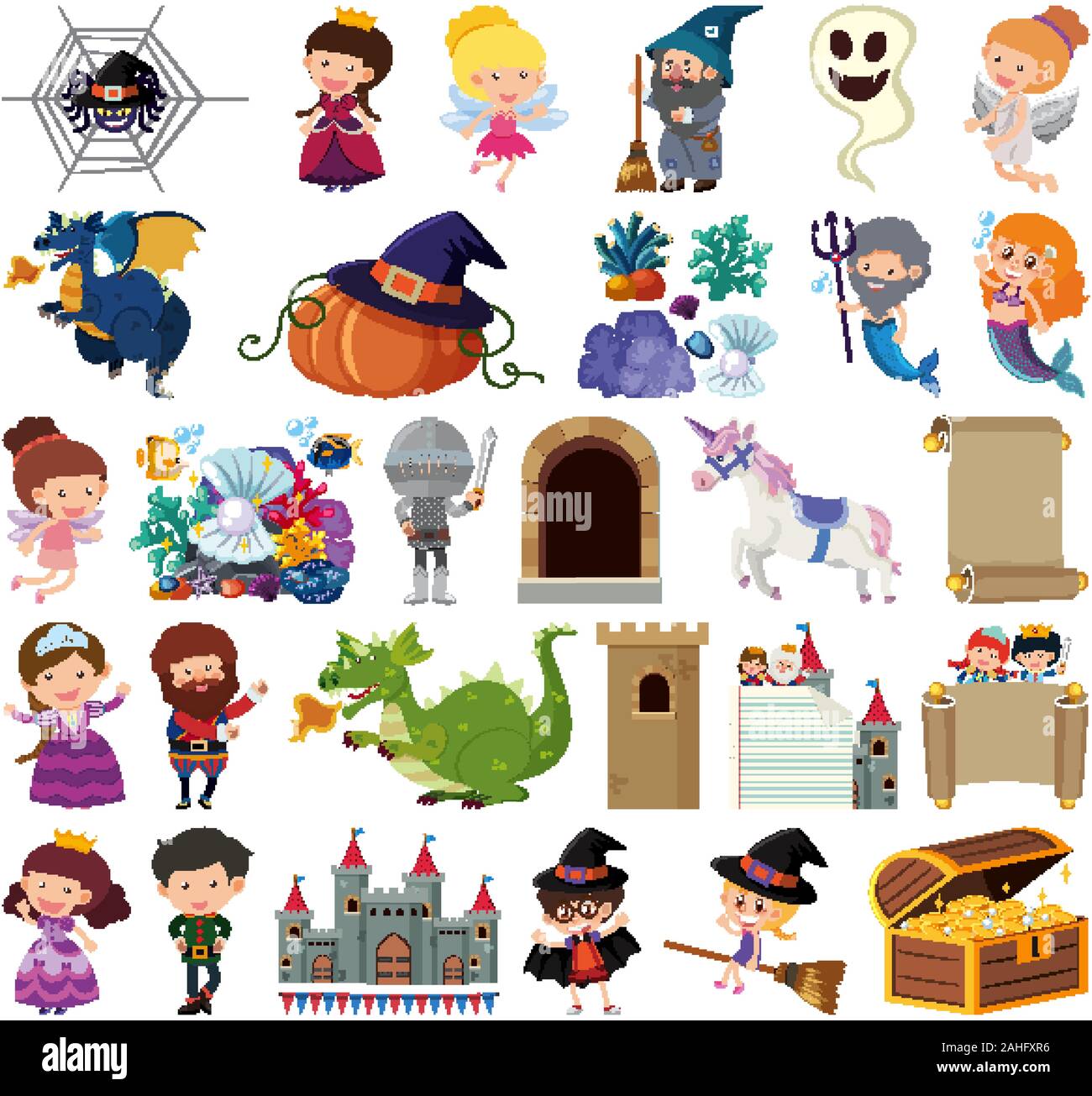 Set of isolated objects theme fairytales illustration Stock Vector ...