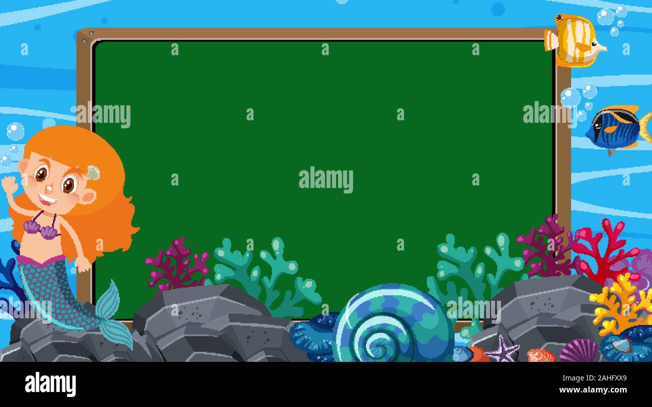 Border template with underwater scene in background illustration Stock ...